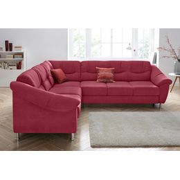 Sit & More Ecksofa SIT & MORE "Salsa L-Form", rot (bordeaux), B:264cm H:86cm T:244cm, Bedruckte Microfaser (100% Polyester);Luxus-Microfaser ALTARA NUBUCK (100% Polyester);Struktur (100% Polypropylen), Sofas, Ecksofa, mit Federkern, wahlweise mit Bettfunktion