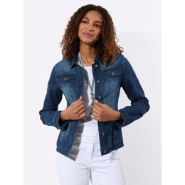 Jeansjacke Inspirationen, Damen, Gr. 54, blau, stone, washed, 78% Baumwolle, 20% Polyester, 2% Elasthan, unifarben, Jacken Jeansjacke