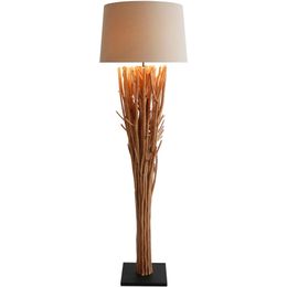 Salesfever Stehlampe "Eavan", schwarz-wei&szlig; (schwarz, natur, wei&szlig;), 1, &Oslash; 55cm H: 175cm, 1 Stk., Leuchten, handgefertigt, mit Leinenschirm, Stehlampe