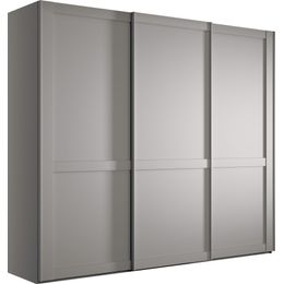 Schwebet&uuml;renschrank Wiemann "G&ouml;teborg", grau (kieselgrau, dekor), B:246,3cm H:220cm T:67cm, Holzwerkstoff, Schr&auml;nke, Schwebet&uuml;renschrank, Querriegel und Griffleisten im Korpusfarbton
