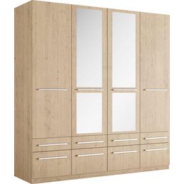 Kleiderschrank Priess "Schrank Garderobe W&auml;scheschrank Barcelona in 5 Breiten", braun (edelbuchefarben), B:185cm H:193cm T:54cm, Holzwerkstoff, Schr&auml;nke, Kleiderschrank, viel Stauraum, ger&auml;umige Schubk&auml;sten, mit Spiegel, MADE IN GERMANY