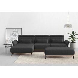 Ecksofa Home Affaire "Fjord L-Form", grau (anthrazit), B:324cm H:93cm T:184cm, 100% Polyester, Sofas, Ecksofa, massiv, wahlweise mit Armlehnfunktion, Kopf- Sitztiefenverstellung