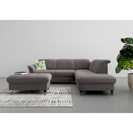 Sit & More Ecksofa SIT & MORE "Maggiore L-Form", grau (fango), B:261cm H:88cm T:224cm, 95% Polyester, 5% Polyamid, Sofas, Ecksofa, wahlweise mit Kopfteilverstellung, Bettfunktion und Stauraum
