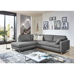 Ecksofa DIE PLANBAR "MP-IN19027 L-Form", grau, B:261cm H:82cm T:220cm, 100% Polyester, Sofas, Ecksofa, wahlweise mit Bettfunktion, mit Kaltschaum