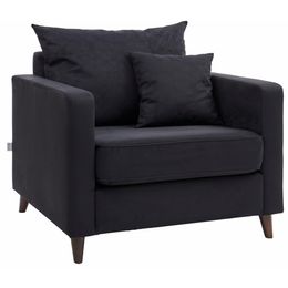 Sessel Home Affaire "Renesse", schwarz, B:92cm H:74cm T:90cm, Luxus-Microfaser ALTARA NUBUCK (100% Polyester);Samtvelours 100% Polyester, Sessel, Sessel, lose Kissen, Keder an Sitzkissen