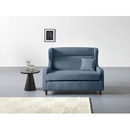Ohrensessel Collection AB "Mike", blau, B:130cm H:90cm T:90cm, 100% Polyester, Sessel, Ohrensessel, Breite 130 cm, 1 Zierkissen inkusive
