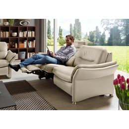 2,5-Sitzer Hukla "HU-SF15058 Ledersofa, Breite 194 cm", beige (torro ecru), B:194cm H:91cm T:92cm, Sofas, 2 5-Sitzer, aus Leder, optional Kopfst&uuml;tze u. WallAway-Funktion