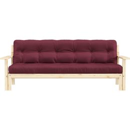 Schlafsofa Karup Design "Unwind", rot (bordeaux), B:190cm H:14cm T:92cm, Sofas, Schlafsofa, Mit Holzstruktur, inkl. Futonmatratze, Liegefl&auml;che 130x190 cm