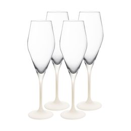 Villeroy & Boch Champagnerglas VILLEROY & BOCH "Champagnergl&auml;ser Manufacture Rock 260 ml 4er Set wei&szlig;-transparent", bunt (wei&szlig;, transparent), Glas, Trinkgef&auml;&szlig;e, Champagnerglas