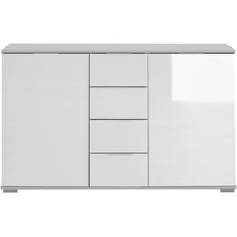 Kombikommode wimex "Easy", wei&szlig; (wei&szlig;, wei&szlig;glas), B:130cm H:83cm T:40,5cm, Sideboards, Kombikommode