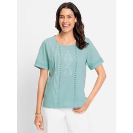 Rundhalsshirt Inspirationen "Kurzarm-Shirt", Damen, Gr. 48, gr&uuml;n (mint), 100% Baumwolle, unifarben, Rundhals, Shirts Rundhalsshirt