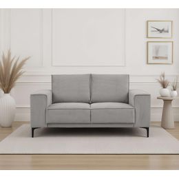 2-Sitzer OTTO HOME "Kompaktsofa Oland, Struktur, Flachgewebe, Luxus-Microfaser, Boucle", light grau, B:164cm H:85cm T:83cm, 92%PES 8%NY, Sofas, 2-Sitzer, 164 cm, Wellenunterfederung, Skandi-Design, Metallf&uuml;&szlig;e