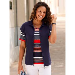 Strickweste Casual Looks, Damen, Gr. 46, blau (marine), 100% Baumwolle, unifarben, Westen Strickweste