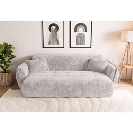 Big-Sofa Home Affaire "MIRELDA Design-Sofa mit Steppungen, hoher Sitzkomfort, Breite 251 cm", hellbeige, B:251cm H:81cm T:116cm, 100% Polyester, Sofas, Big-Sofa, elegant und bequem, enth&auml;lt 2 Zierkissen, belastbar bis 480kg