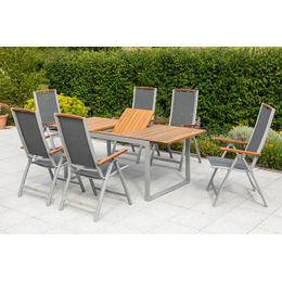 Garten-Essgruppe Merxx "Siena", braun (holzfarben, grau), Obermaterial: 100% Polyester, Sitzm&ouml;bel-Sets, Garten-Essgruppe