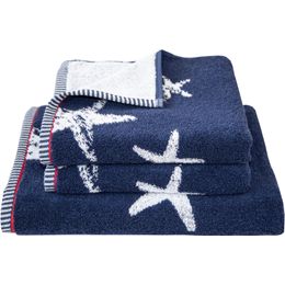 Duschtuch Dyckhoff "Maritim, Starfish", blau (navy), B:70cm L:140cm, Frottier, Obermaterial: 100% Baumwolle, Handt&uuml;cher, Duschtuch