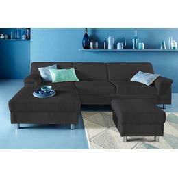 Ecksofa DOMO collection "Jamie, modern und elegant, Fu&szlig;h&ouml;he 9cm, L-Form", schwarz, B:251cm H:72cm T:80cm, Sofas, Ecksofa, wahlweise mit Bettfunktion