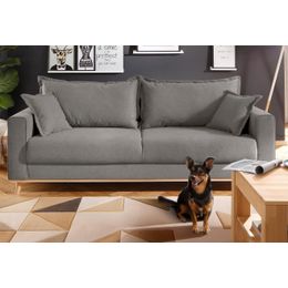 3-Sitzer Home Affaire "Edina", grau (grau, filzoptik), B:210cm H:74cm T:84cm, Webstoff (100% Polyester);Baumwollmix (50% Baumwolle, 50% Polyester);Baumwollmix (50% Baumwolle, 50% Polyester), Sofas, 3-Sitzer, auch in Baumwollmix-Bezug, im skandinavischem Stol