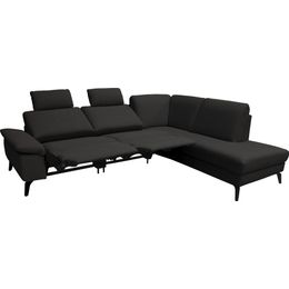 Ecksofa Alina, schwarz (schwarz gba 10), B:243cm H:118cm T:210cm, Struktur GBA (100% Polyester), Sofas, Ecksofa, inkl. Kopfst&uuml;tzen, wahlweise mit Relaxfunktion, Breite: 243 cm
