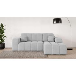 Ecksofa OTTO HOME "CASSY L-Form, Schlafsofa mit Bettkasten, Ma&szlig;e B/T/H: 245/165/88 cm", grau (hellgrau), B:244,5cm H:88cm T:164,5cm, 94% Polyester, 6% Nylon, Sofas, Ecksofa, mit 2 R&uuml;ckenkissen, Recamiere rechts oder links bestellbar