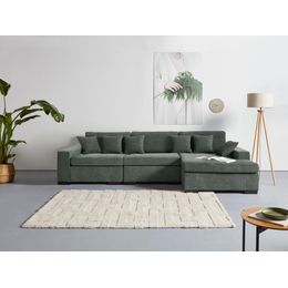 Ottomane Home Affaire "Skara L-Form", grau, B:310cm H:86cm T:100cm, 100% Polyester, Sofas, Ottomane, Lounge-Sofa mit Federkernpolsterung, in vielen Bezugsvarianten
