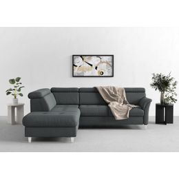 Sit & More Ecksofa SIT & MORE "Marano L-Form", grau (dunkelgrau), B:252cm T:216cm, 100% Polyester, Sofas, Ecksofa, inklusive Kopfteilverstellung, wahlweise mit Bettfunktion, Bettkasten