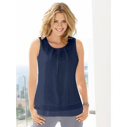 Blusentop Inspirationen, Damen, Gr. 54, blau (marine), 100% Polyester, unifarben, Rundhals, Blusen Blusentop