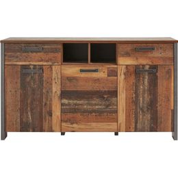 Sideboard FORTE "Clif", grau (old wood vintage, beton, optik), B:156,4cm H:86,3cm, Sideboards, Sideboard, Breite 156 cm