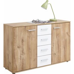 Kombikommode wimex "Katrin", wei&szlig; (plankeneichefarben, wei&szlig;), B:130cm H:83cm T:41cm, Sideboards, Kombikommode