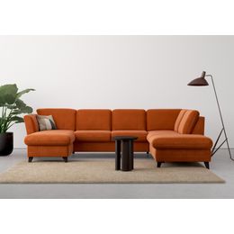 Wohnlandschaft Home Affaire "Trelleborg U-Form", rosa (kupfer), B:307cm H:86cm T:213cm, 95% Polyester, 5% Polyamid, Sofas, Wohnlandschaft, wahlweise mit Bettfunktion und Bettkasten, inkl. Federkern-Polsterung