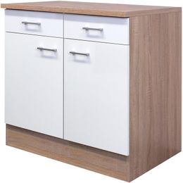 Unterschrank Flex-Well "Samoa", wei&szlig; (wei&szlig;, sonoma eiche), B:80cm H:85cm T:57cm, Holzwerkstoff, Schr&auml;nke, Unterschrank, (B x H x T) 80 x 85 x 60 cm, f&uuml;r viel Stauraum