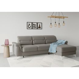 Sit & More Ecksofa SIT & MORE "Sinatra L-Form", braun (schlamm), B:258cm H:85cm T:170cm, 100% Polyester, Sofas, Ecksofa, mit Recamiere, optinal mit Kopfteilverstellung und Armteilfunktion