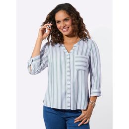 Funktionsbluse Casual Looks, Damen, Gr. 52, kalkmint, wei&szlig;, gestreift, 100% Viskose, gemustert, gestreift, Rundhals, Blusen Funktionsbluse