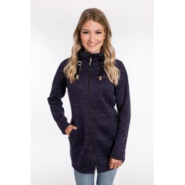 Strickfleecejacke DEPROC Active "TYNDALL WOMEN", Damen, Gr. 40/42 (M), lila (dunkellila), 90% Polyester; 10% Wolle, tailliert, gerader Abschluss, Jacken Strickfleecejacke, in edler Melangeoptik