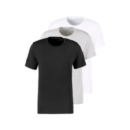 T-Shirt Bruno Banani, Herren, Gr. S, schwarz-wei&szlig; (schwarz, grau, meliert, wei&szlig;), Jersey, Obermaterial: 95% Baumwolle, 5% Elasthan, unifarben, Basic, bequem h&uuml;ftbedeckend, Rundhals, abgesteppte Kante, Shirts T-Shirt, mit Rundhals-Ausschnitt, Topseller