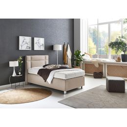 Boxspringbett, beige (feinstrukturstoff sand), Ohne Topper, Liegefl&auml;che B/L: 90cm x 200cm, H3, Bonnell-Federkernmatratze, Bezug Unterbox und Kopfteil: Feinstrukturstoff (77% Polyester, 23% Viskose);Bezug Obermatratze 100% Polyester, waschbar bis 60C, Westfalia Schlafkomfort, Komplettbetten, Boxspringbett, in diversen Ausf&uuml;hrungen