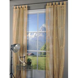 Gardine "Stellisee" Gr. 1, braun (braun, beige), B:105cm H:245cm, Polyester, HOSSNER - ART OF HOME DECO, Gardinen, Gardine, Schlaufenschal im besonderen Design