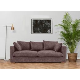 2,5-Sitzer Home Affaire "Coray", braun (dunkelbraun), B:220cm H:80cm T:113cm, 100% PES, Sofas, 2 5-Sitzer, extra weich und kuschelig, F&uuml;llung mit Federn und Daunen
