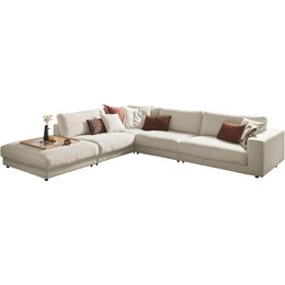 Ecksofa 3C CANDY "Enisa II, bequem und komfortabel, gro&szlig;es Familiensofa, L-Form", beige (nature), B:365cm H:86cm T:322cm, 85% Polyester, 15% Viskose, Sofas, Ecksofa, incl. 3 Flatterkissen, wahlweise mit Flecken-Schutz-Bezug Easy care