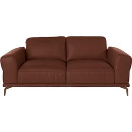 2-Sitzer W.Schillig "montanaa", braun (tobacco z69), B:192cm H:78cm T:94cm, Sofas, 2-Sitzer, mit Metallf&uuml;&szlig;en in Bronze pulverbeschichtet, Breite 192 cm
