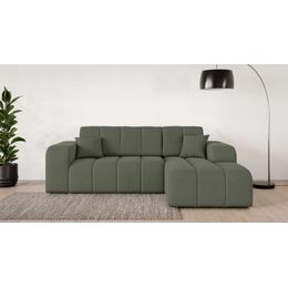 Ecksofa OTTO HOME "CASSY L-Form, Schlafsofa mit Bettkasten, Ma&szlig;e B/T/H: 245/165/88 cm", gr&uuml;n (dunkelgr&uuml;n), B:244,5cm H:88cm T:164,5cm, 94% Polyester, 6% Nylon, Sofas, Ecksofa, mit 2 R&uuml;ckenkissen, Recamiere rechts oder links bestellbar