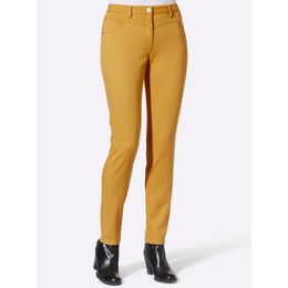Stretch-Jeans Inspirationen, Damen, Gr. 50, Normalgr&ouml;&szlig;en, gelb (ocker), 96% Baumwolle, 4% Elasthan, unifarben, lang, Jeans Stretch-Jeans