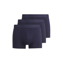 Boxershorts OLYMP, Herren, Gr. XXL, 3 Stk., blau (marine), Obermaterial: 95% Baumwolle, 5% Elasthan, Unterhosen Boxershorts, mit Ton-in-Ton Markenlogo