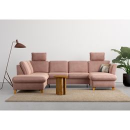 Wohnlandschaft Home Affaire "Trelleborg U-Form", rosa (altrosa), B:307cm H:86cm T:213cm, 95% Polyester, 5% Polyamid, Sofas, Wohnlandschaft, wahlweise mit Bettfunktion und Bettkasten, inkl. Federkern-Polsterung