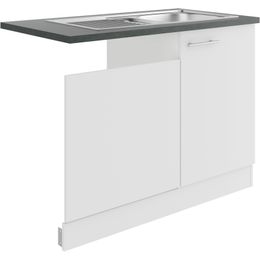 Sp&uuml;lenschrank Optifit "Bella", wei&szlig; (wei&szlig;, wei&szlig;, anthrazit), B:110cm H:84,8cm T:60cm, Holzwerkstoff, Schr&auml;nke, Sp&uuml;lenschrank, Breite 110 cm, f&uuml;r teilintegrierten Geschirrsp&uuml;ler