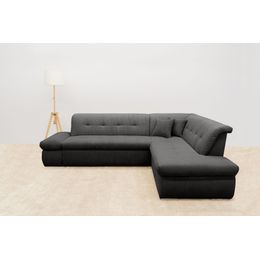Ecksofa DOMO collection "Moric L-Form", grau, B:273cm H:80cm T:216cm, 100% Polyester, Sofas, Ecksofa, wahlweise mit Bettfunktion und Armlehnenverstellung, auch in Cord