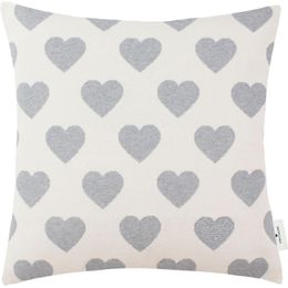 Kissenbez&uuml;ge Tom Tailor HOME "Hearts", grau (hellgrau, steingrau), B:45cm L:45cm, Baumwolle, Obermaterial: 100% Baumwolle, Kissenbez&uuml;ge, Kissenbez&uuml;ge, aus weicher Baumwolle