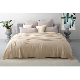 Tagesdecke OTTO HOME "Bailee", beige, B:230cm L:250cm, Baumwolle, Tagesdecken, Tagesdecke, weiche Musselin Qualit&auml;t, viele Farben erh&auml;ltlich, ab 140x200 cm
