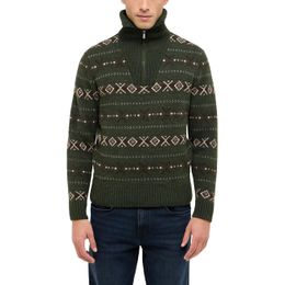 Cardigan Mustang "Herren Style Eastvale", Herren, Gr. XL, dunkelgr&uuml;n, Strick, 60% Acryl, 29% Polyester, 11% Wolle, regular fit, hoch geschlossener Ausschnitt, Strickjacken Cardigan