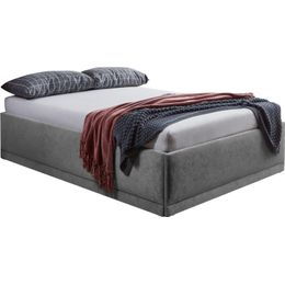 Polsterbett "Texel", grau, B:146cm H:34cm L:206cm, Bezug Bett: Veloursstoff 100% Polyester oder Microfaser (100% Polyester);Bonnell-Federkernmatratze: 51% Polypropylen, 39% Polyester und 10% Baumwolle;Kaltschaummatratze: 100% Polyester, Bezug abnehm- und waschbar bis 60C;Kissenbezug: 100% Polyester, F&uuml;llung : 100% Polyester (Hohlfaser), Westfalia Schlafkomfort, Betten, Polsterbett, Standardh&ouml;he mi